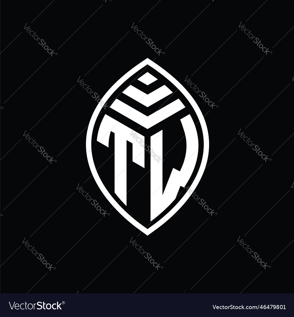 Tw logo monogram leaf shape isolated outline Vector Image