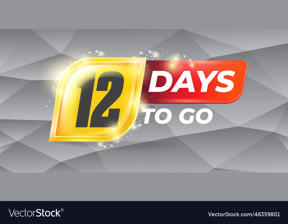Twelve days to go countdown horizontal banner Vector Image Twelve days to go countdown horizontal banner Vector Image