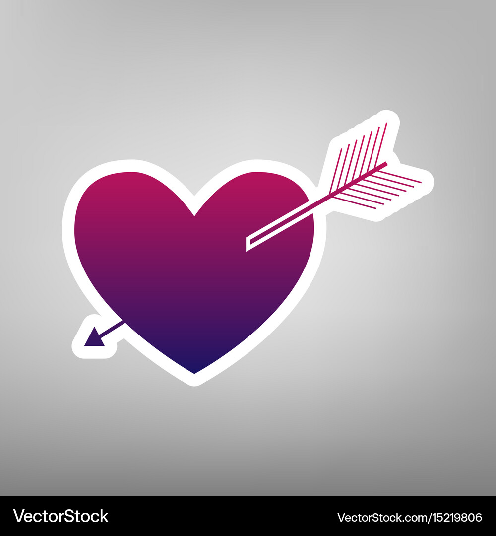 Arrow heart sign purple gradient icon Royalty Free Vector