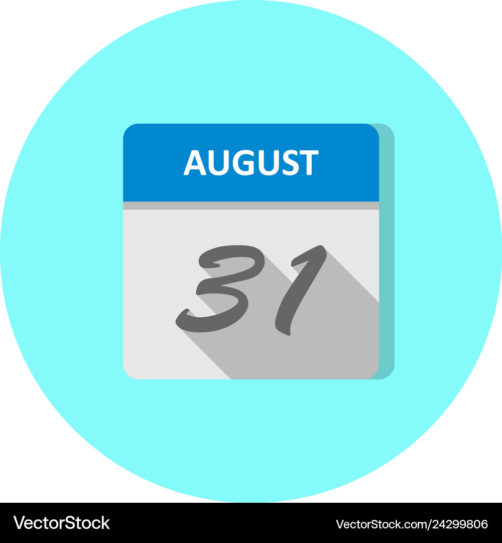August 31st date on a single day calendar Vector Image