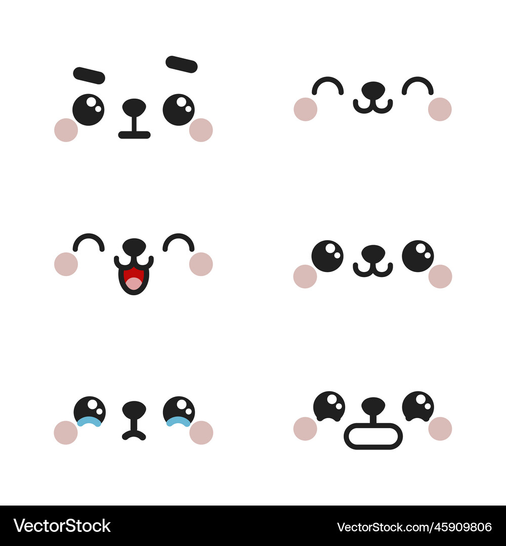 Cartoon faces set expressive eyes and mouth Vector Image