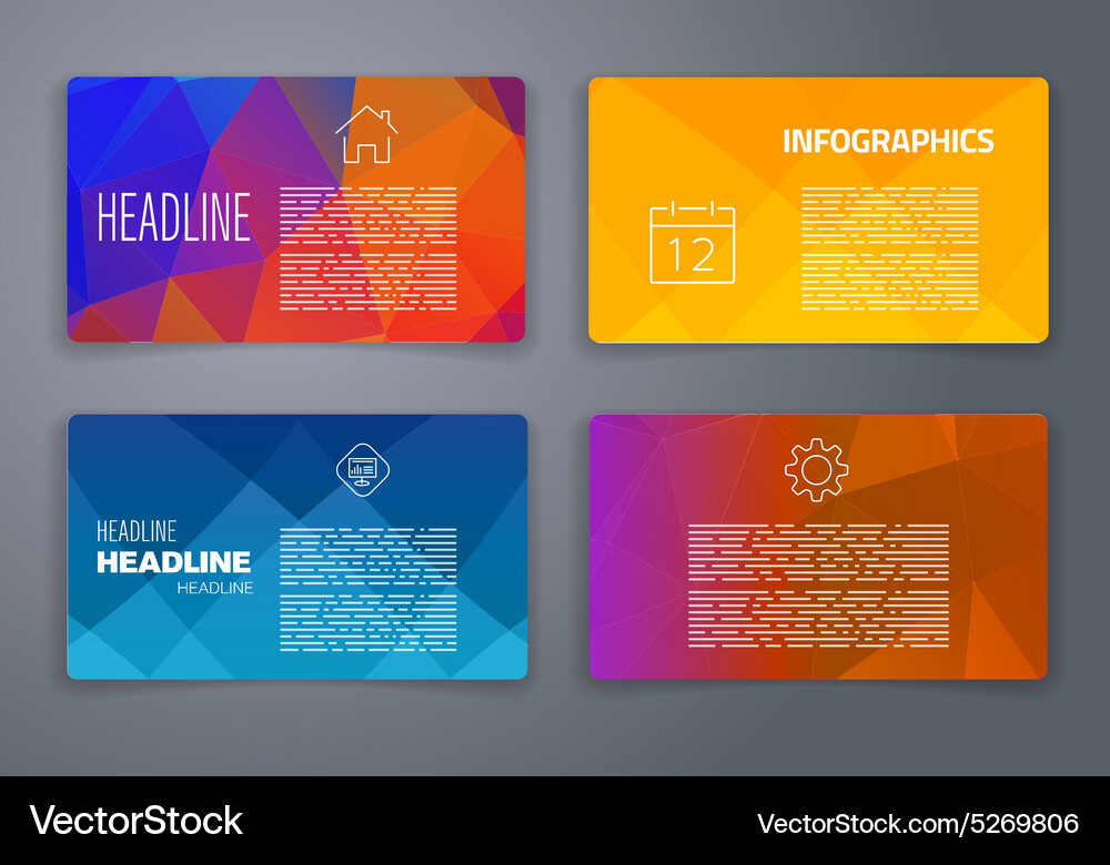 Colorful tiles templates for web ui and pring Vector Image