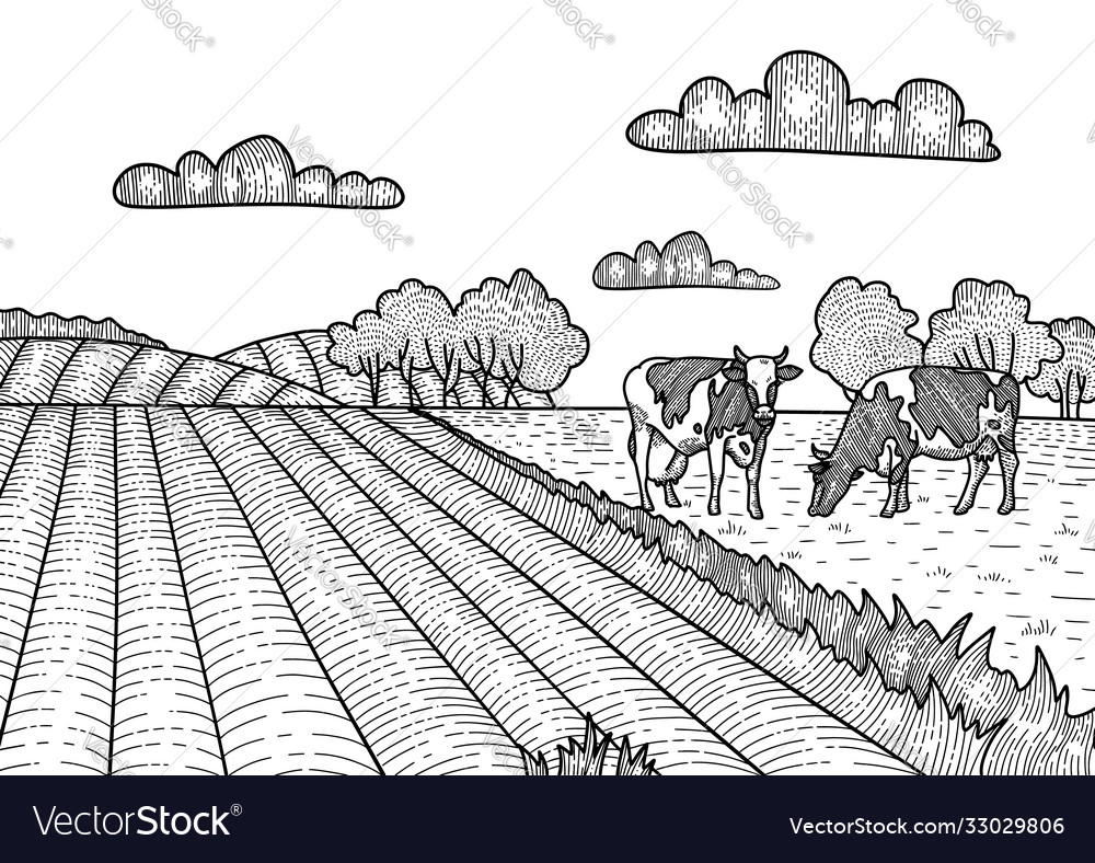 Farmland Clipart Black And White