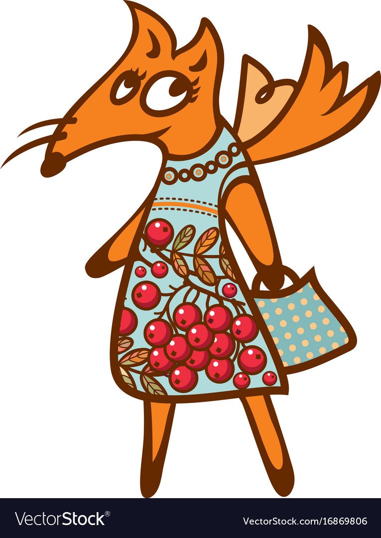 Cute fox in design dress Royalty Free Vector Image