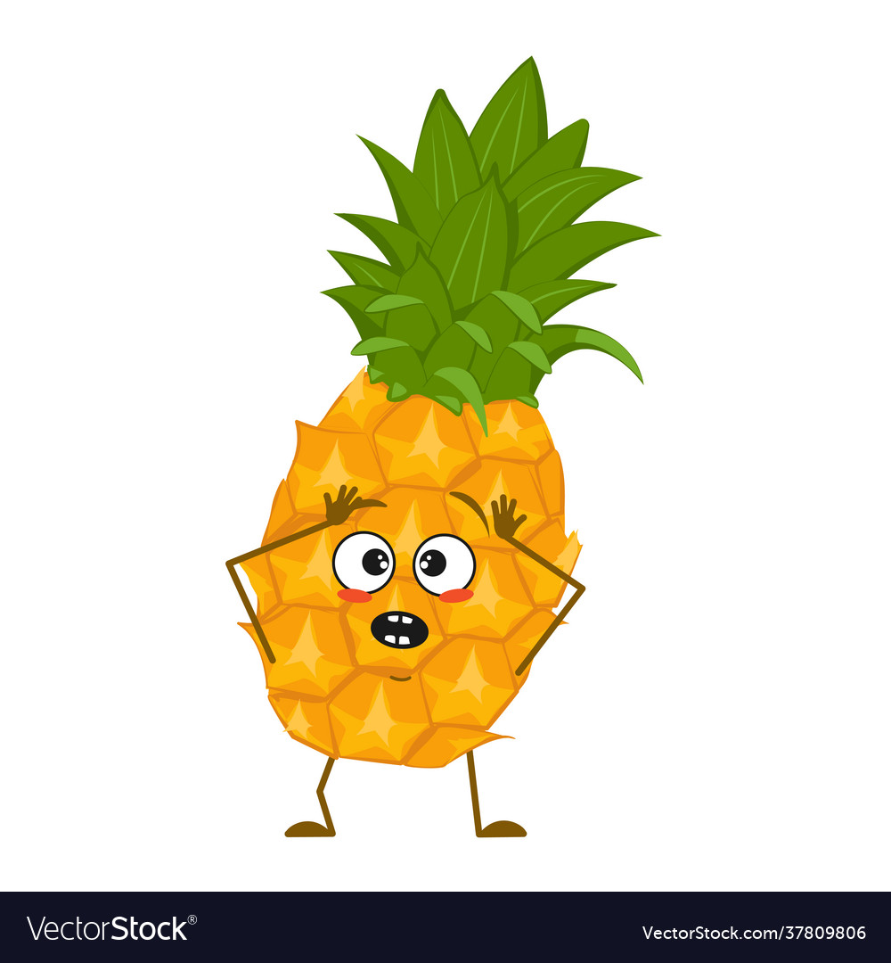 Cute pineapple character with emotions in a panic Vector Image