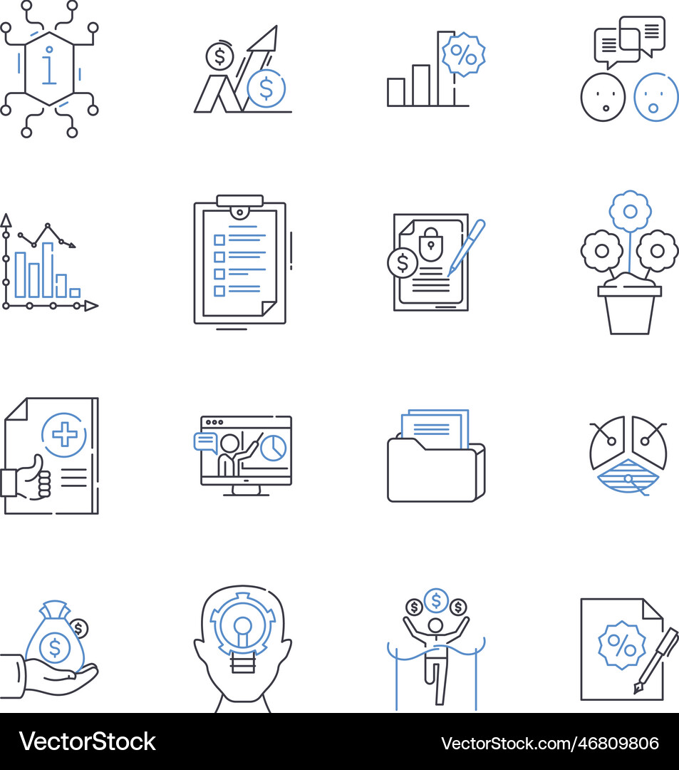 Financial resource management line icons Vector Image