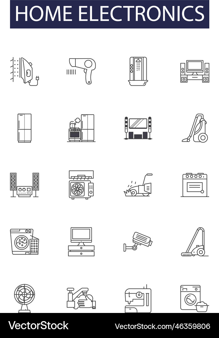 Home electronics line icons and signs Royalty Free Vector