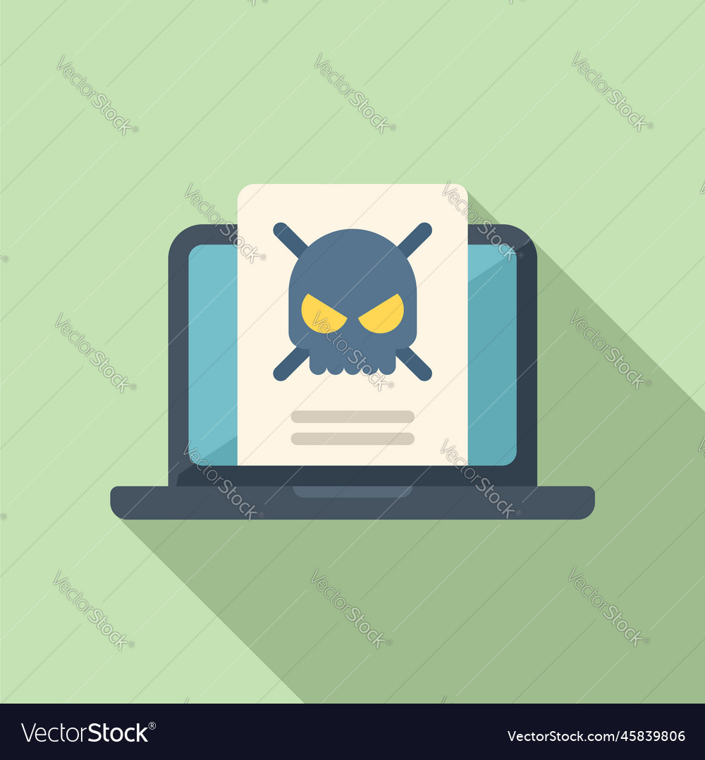 Malware laptop icon flat virus error Royalty Free Vector Malware laptop icon flat virus error Royalty Free Vector