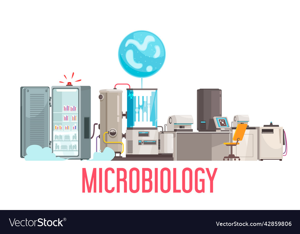 Microbiology science lab composition Royalty Free Vector