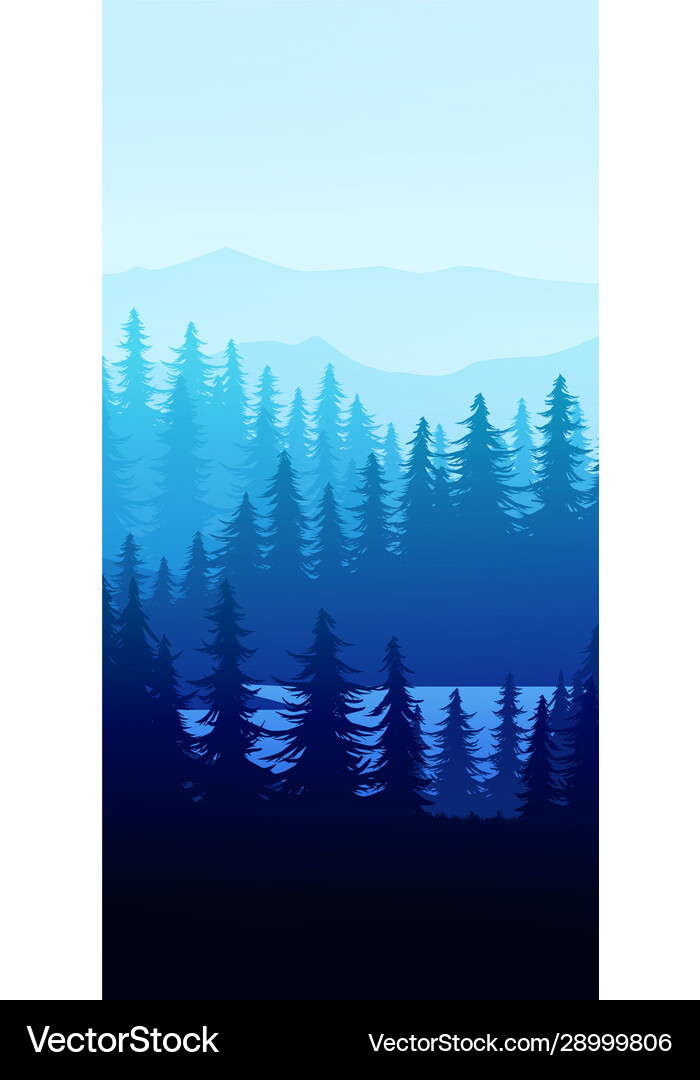 Natural pine forest mountains horizon landscape Vector Image