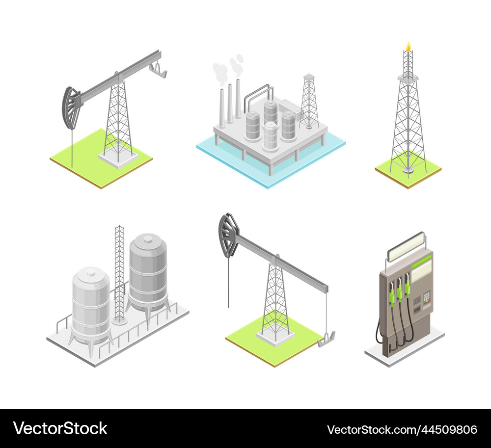 Oil and gas industry elements set station Vector Image
