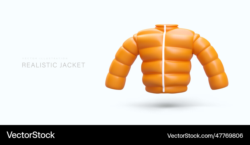 Realistic jacket in cartoon style brown puffer Vector Image