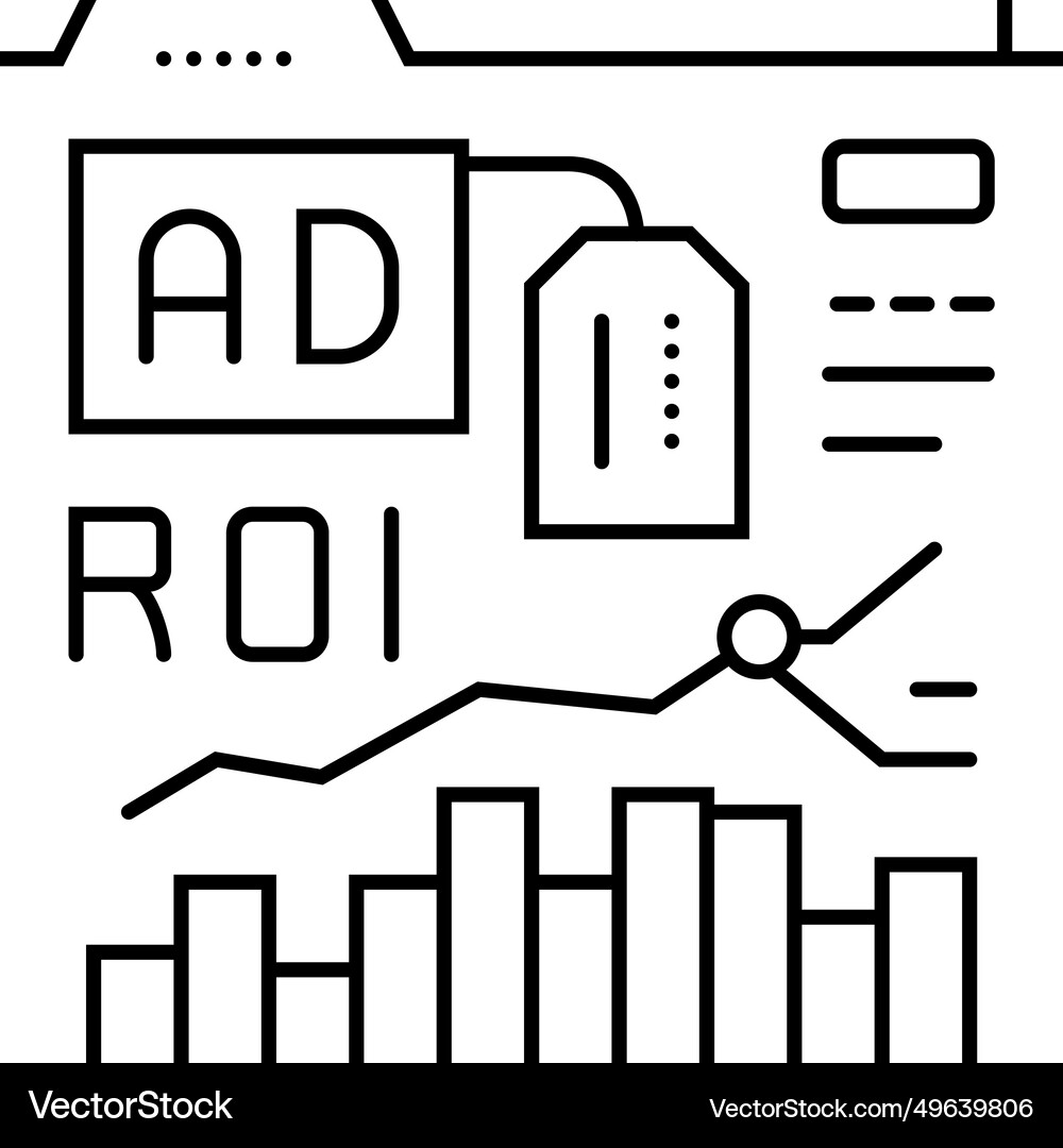 Roi tracking social media line icon Royalty Free Vector