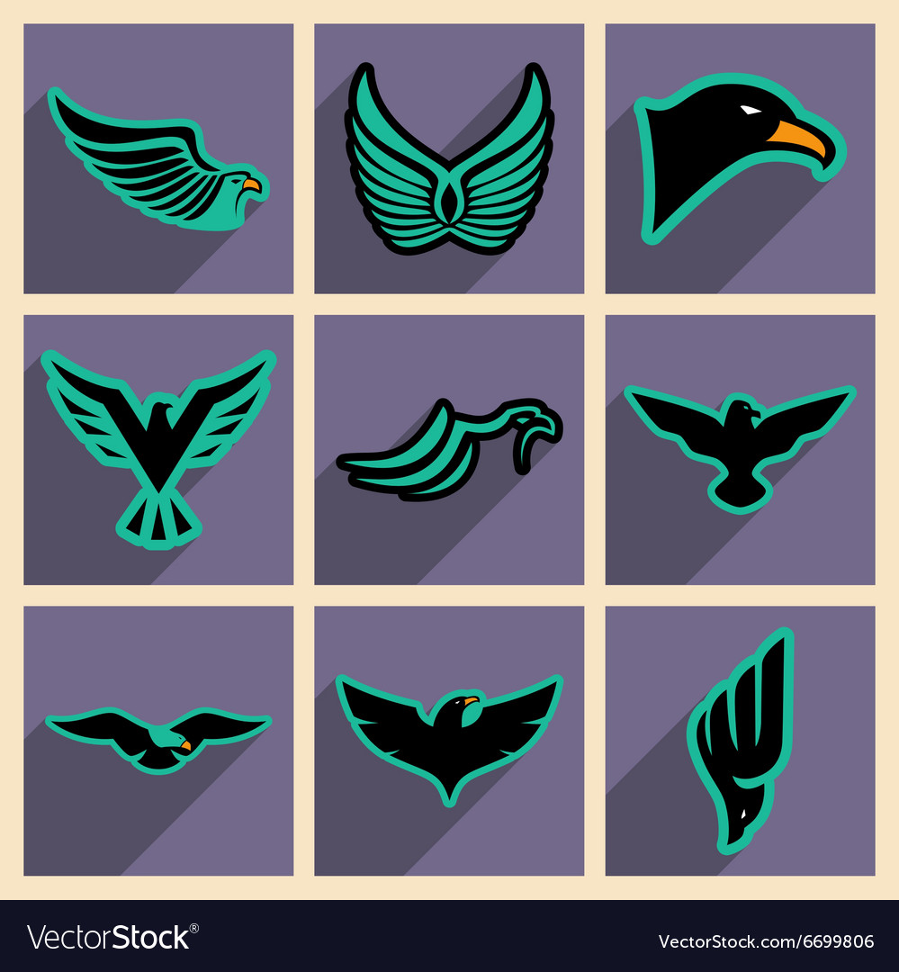 Stylish set eagles Royalty Free Vector Image - VectorStock