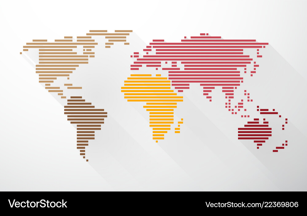World map created from lines in pastel colors and Vector Image