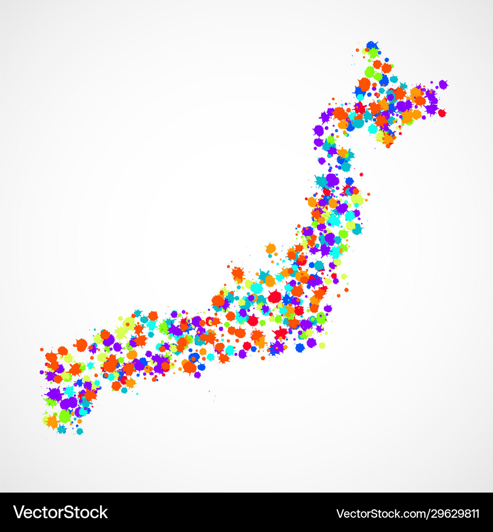 Abstract japan map colorful ink splashes Vector Image