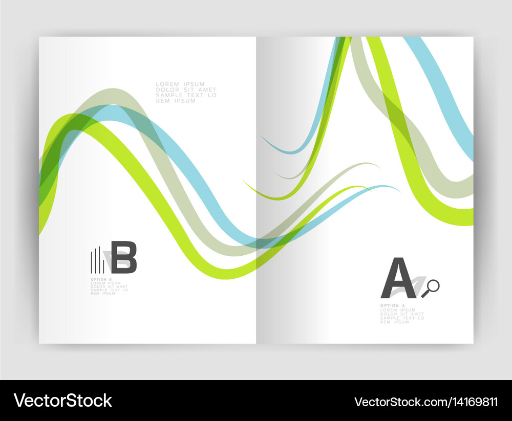 Business brochure flyer template wave and line Vector Image