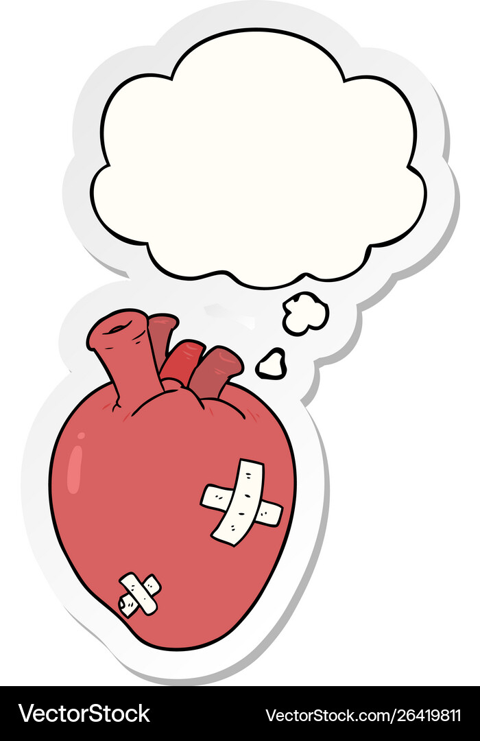 Cartoon heart and thought bubble as a printed Vector Image