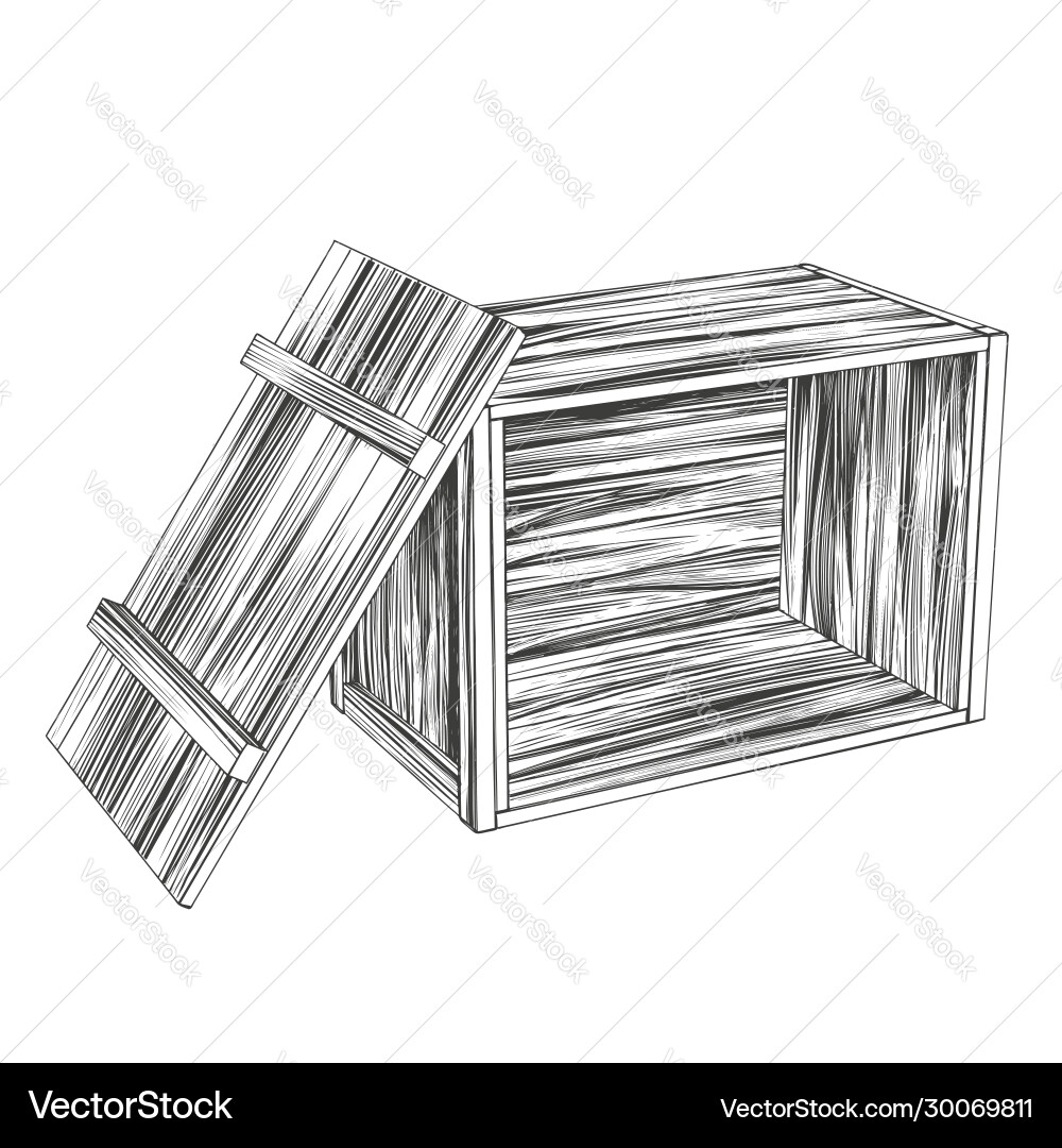 Crates open wooden box parcel hand drawn Vector Image