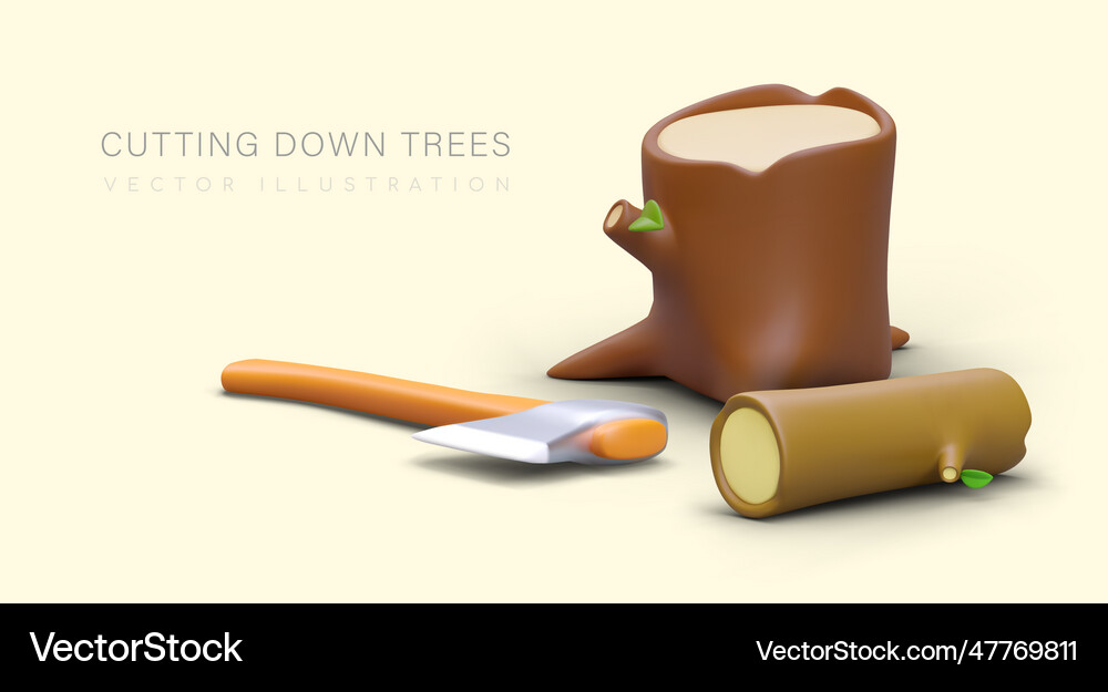 Cutting down trees destruction of invasive roots Vector Image