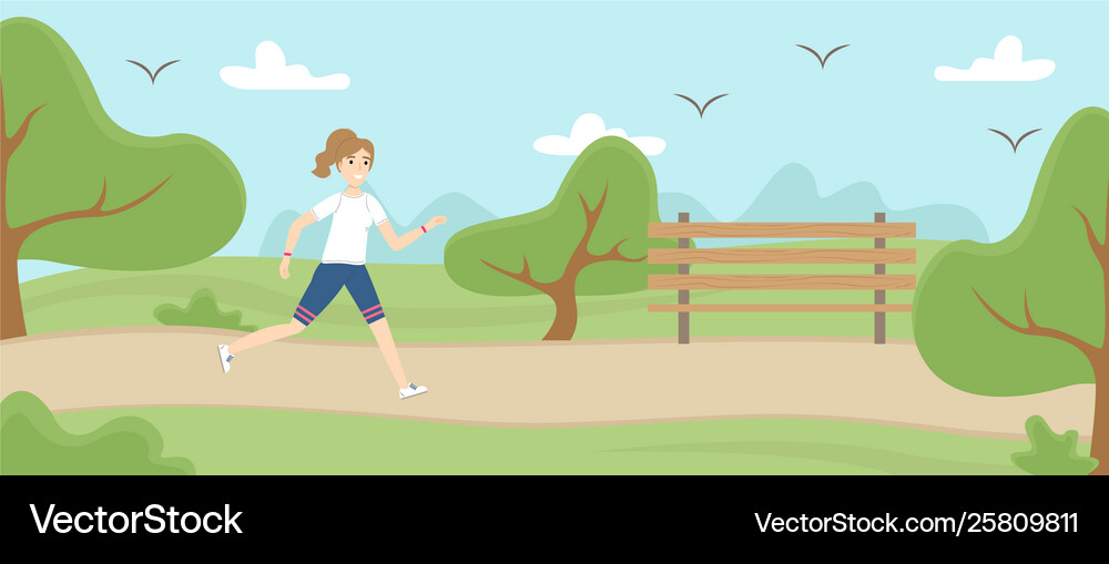Girl in uniform running park Royalty Free Vector Image