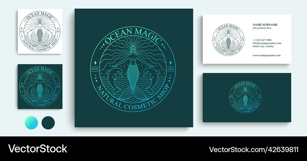 Mermaid logo brand template Royalty Free Vector Image