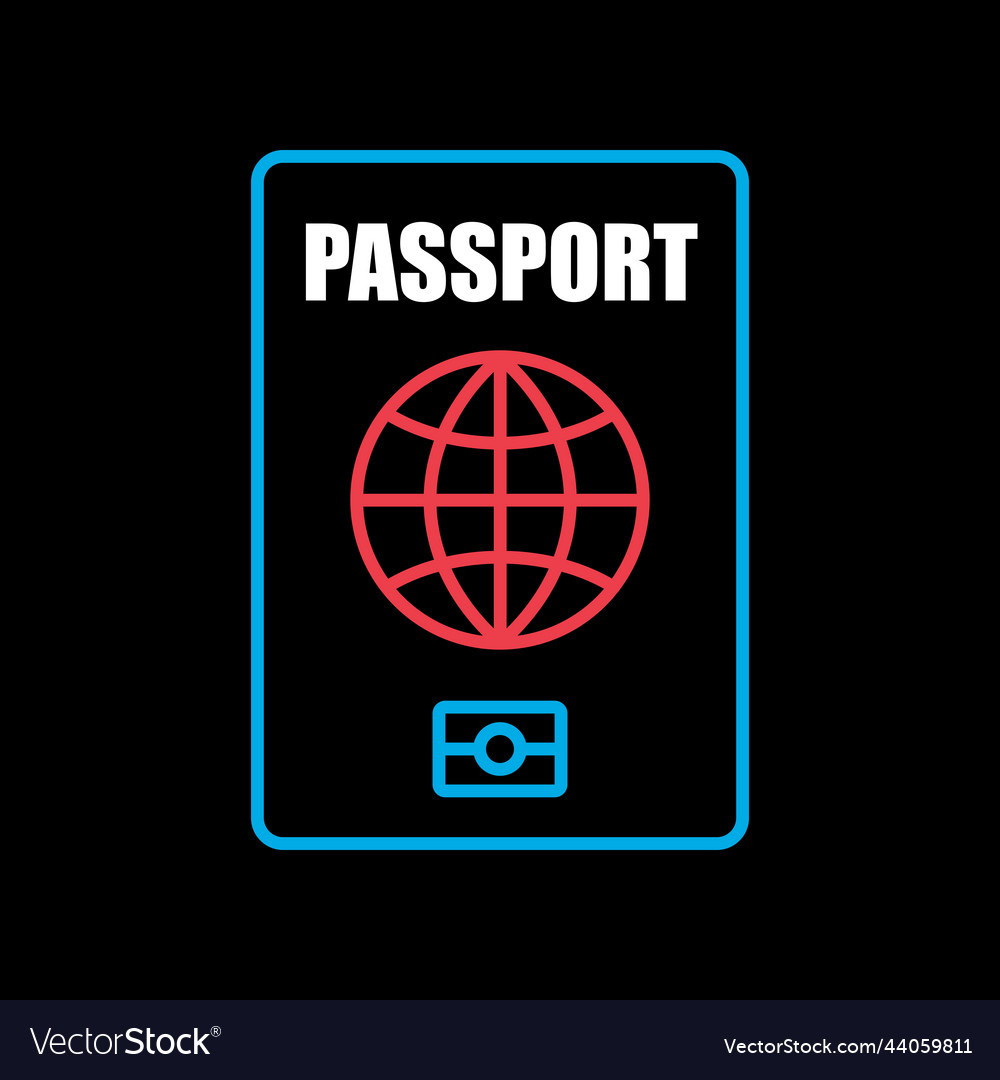 Passport Isolated On Black Background Icon Vector Image