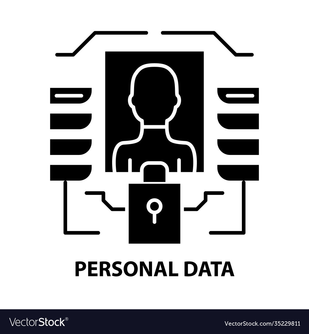 Personal data icon black sign Royalty Free Vector Image