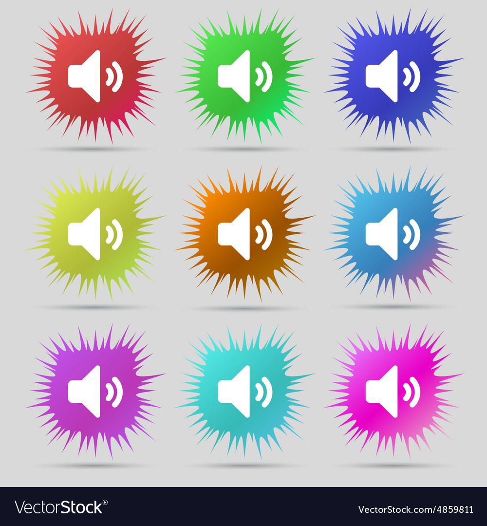 Speaker volume sound icon sign a set of nine Vector Image