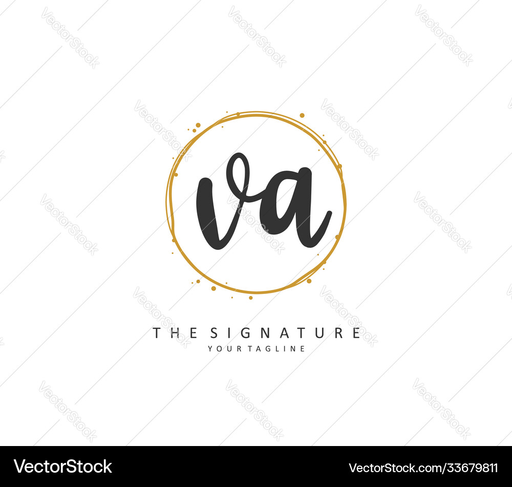 V a va initial letter handwriting and signature Vector Image