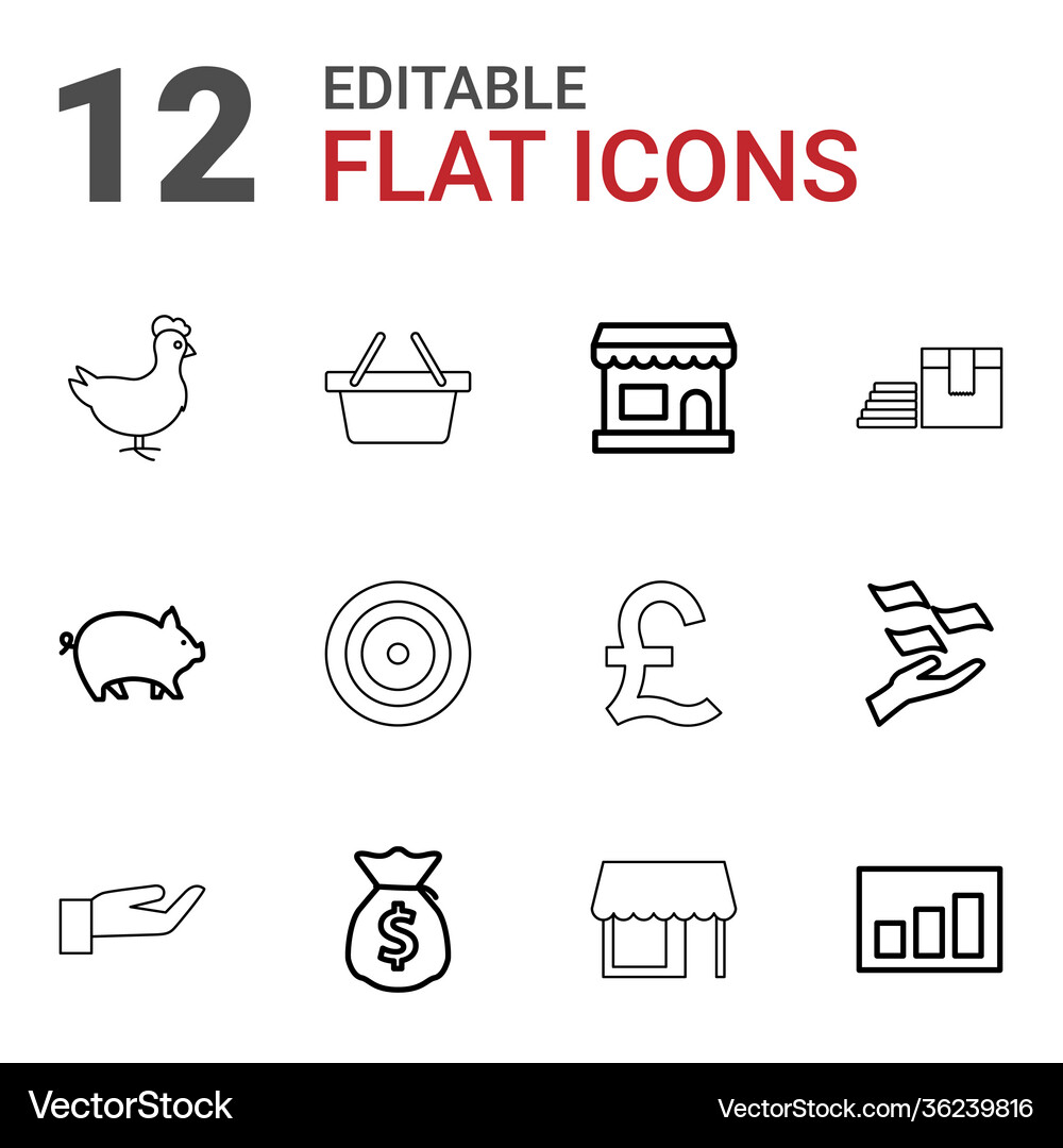 12 market icons Royalty Free Vector Image - VectorStock
