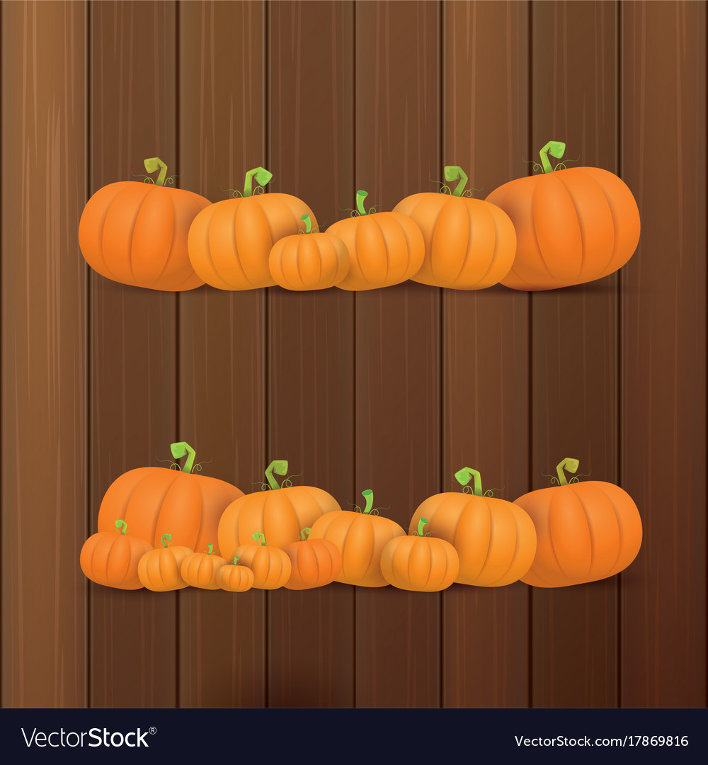 Autumn orange pumpkins border design Royalty Free Vector