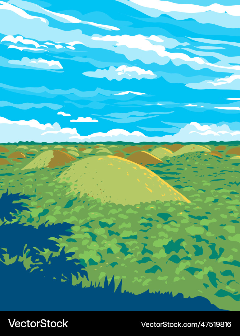 Chocolate hills scattered around bohol Royalty Free Vector