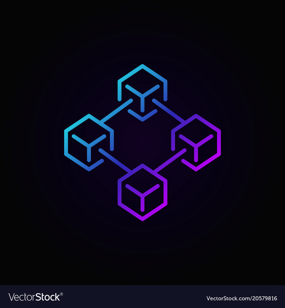 Colorful blockchain technology line icon Vector Image