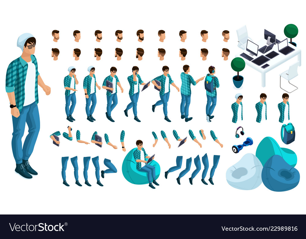 Create your isometric character 3d man Royalty Free Vector