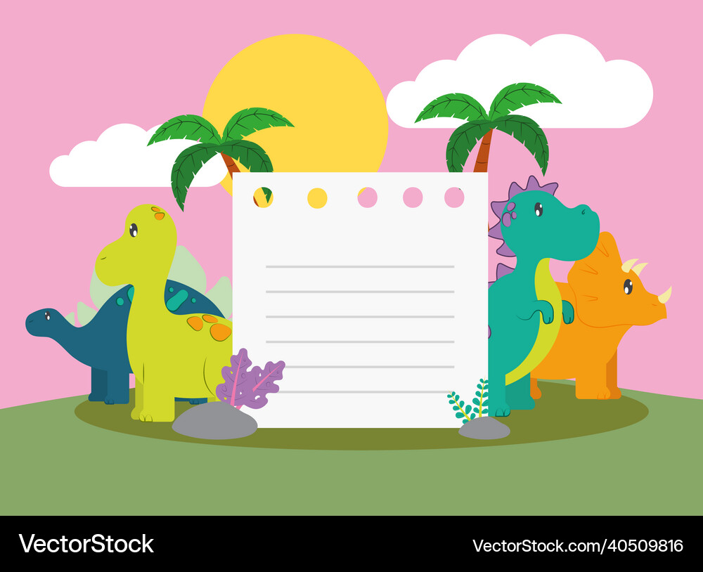 Dinosaurs and paper Royalty Free Vector Image - VectorStock