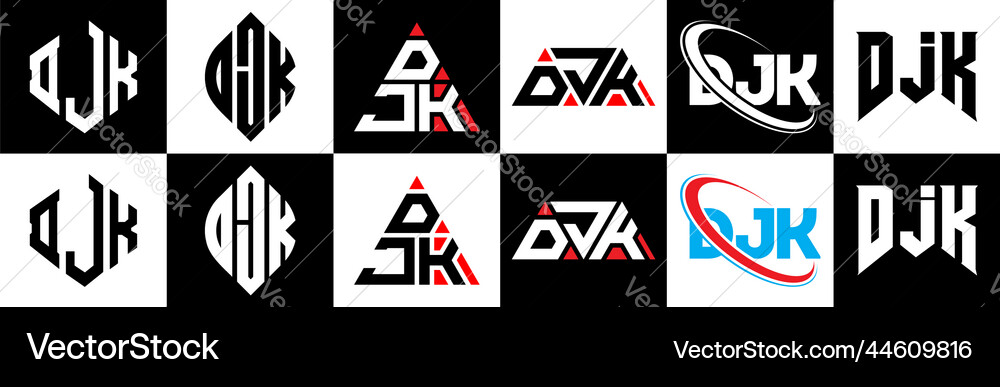DJK Letter Logo - Geometric Styles Royalty Free Vector Image