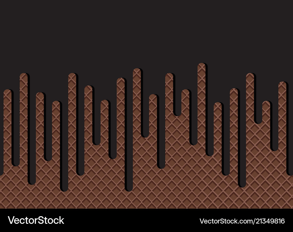 Dripping chocolate ice cream flowing over waffle Vector Image