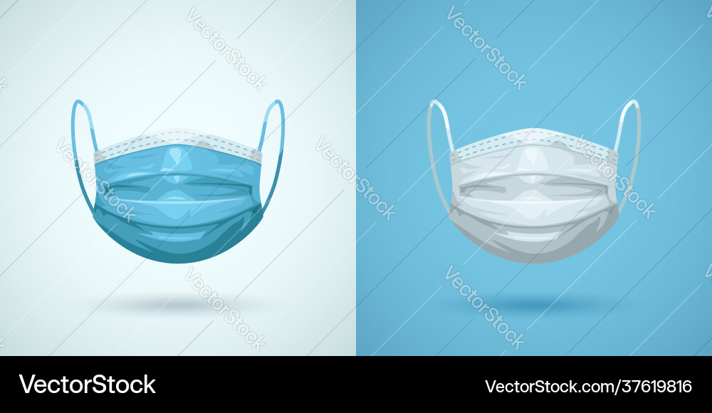 Front view medical face masks in set Royalty Free Vector