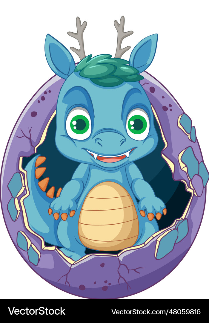 Happy cartoon dinosaur character smiling Vector Image