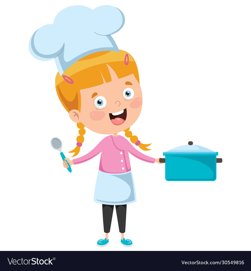 Little chef cooking Royalty Free Vector Image - VectorStock