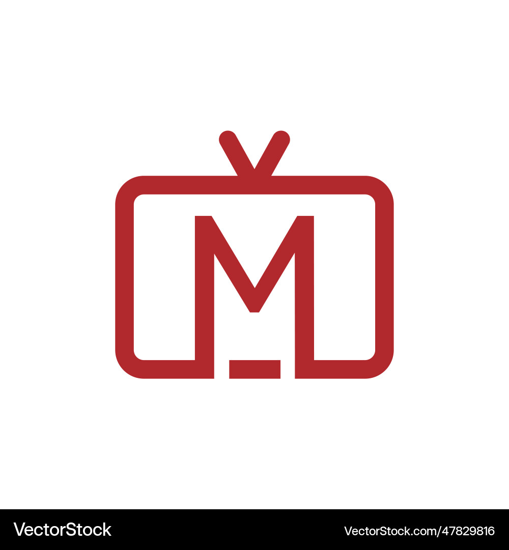 M letter channel television logo design Royalty Free Vector