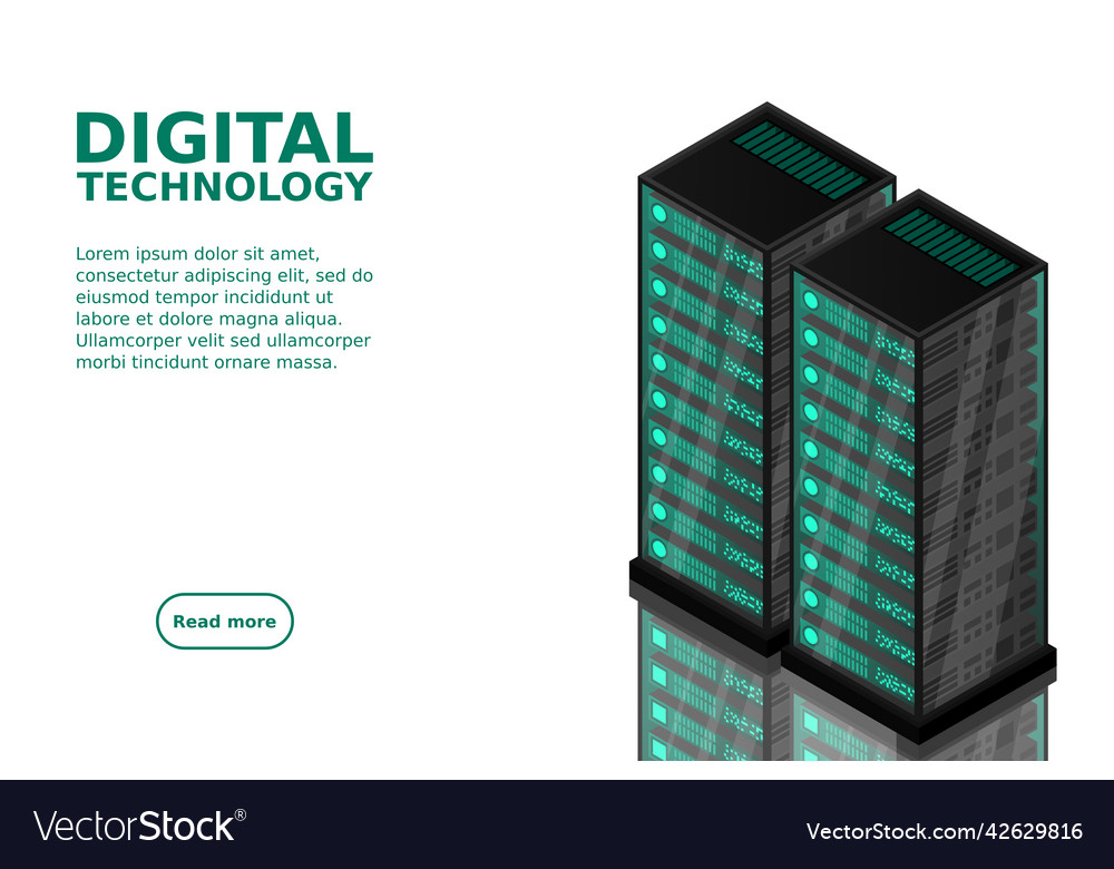 Mainframe powered server high technology concept Vector Image