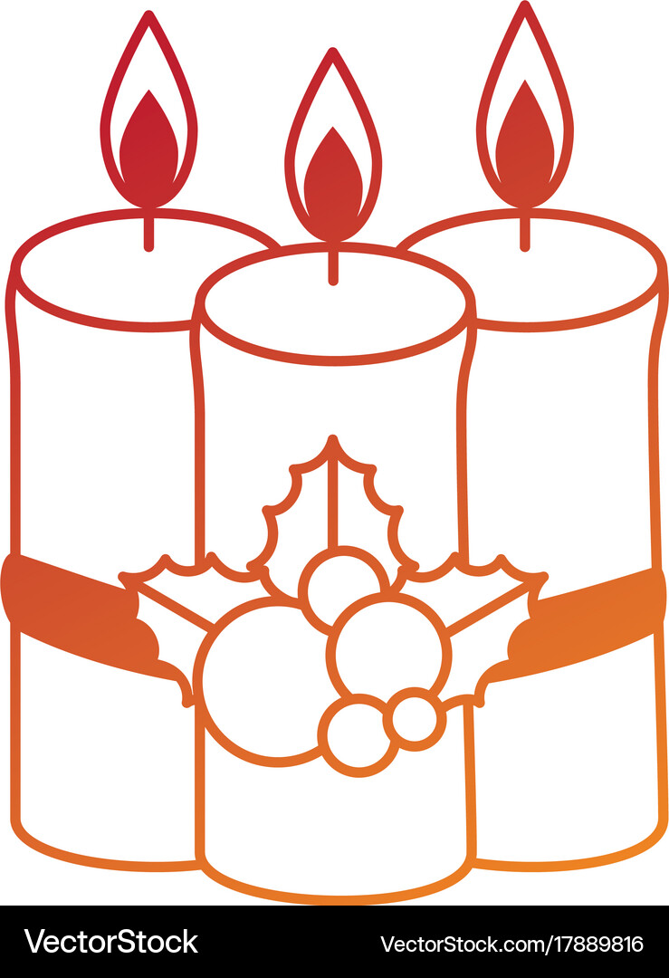 Merry christmas candles with leafs Royalty Free Vector Image