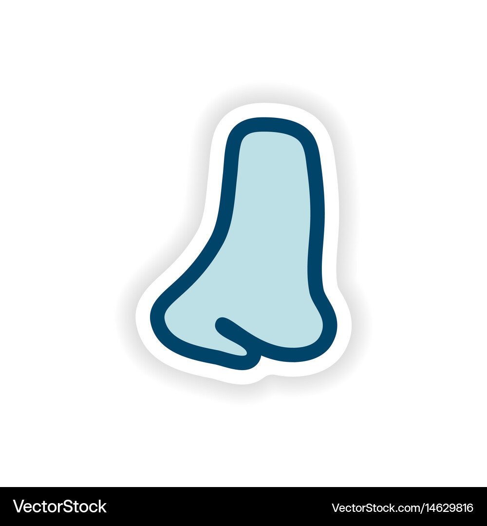 Paper sticker on white background human nose Vector Image