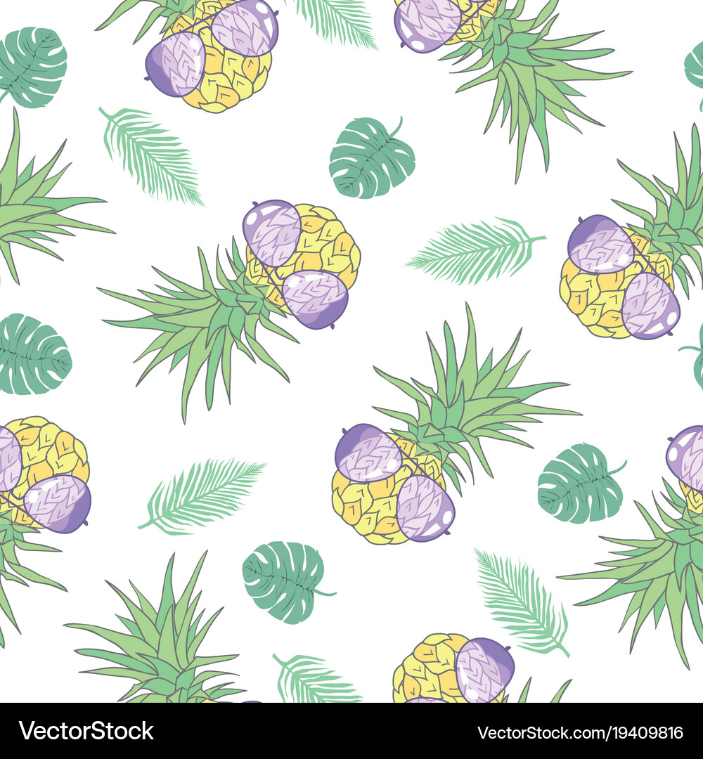 Pineapple seamless pattern Royalty Free Vector Image