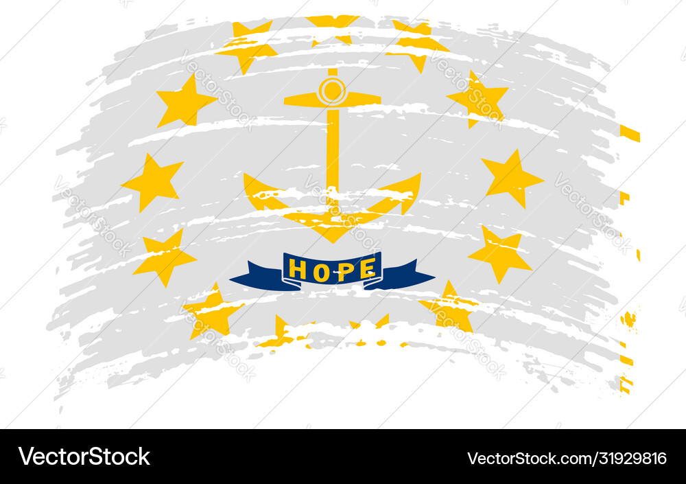 Rhode island flag in grunge brush stroke Vector Image