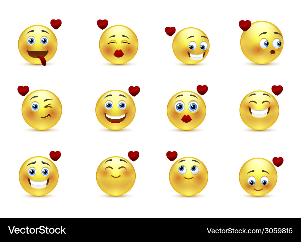 Set valentine of smilies Royalty Free Vector Image