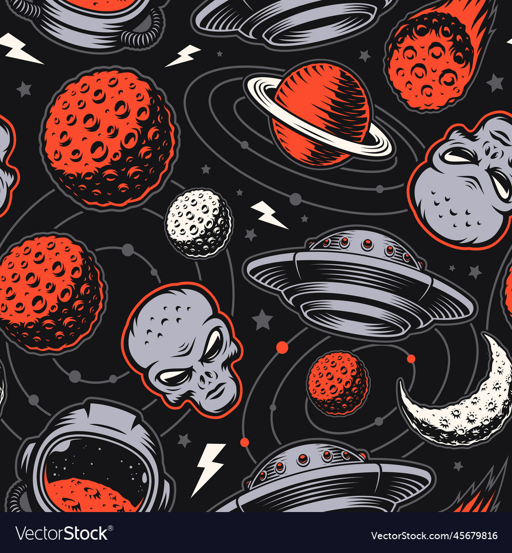 Ufo seamless pattern Royalty Free Vector Image