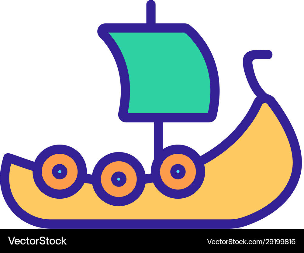 Viking ship icon isolated contour symbol Vector Image